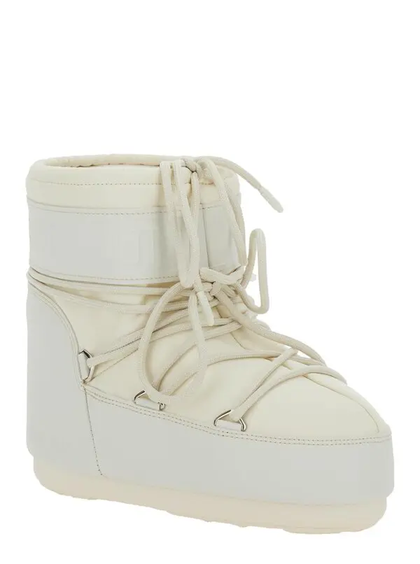 Moon Boot Snow Boots With Maxi Logo Print On The Side In White Tech Fabric For - Multicolor