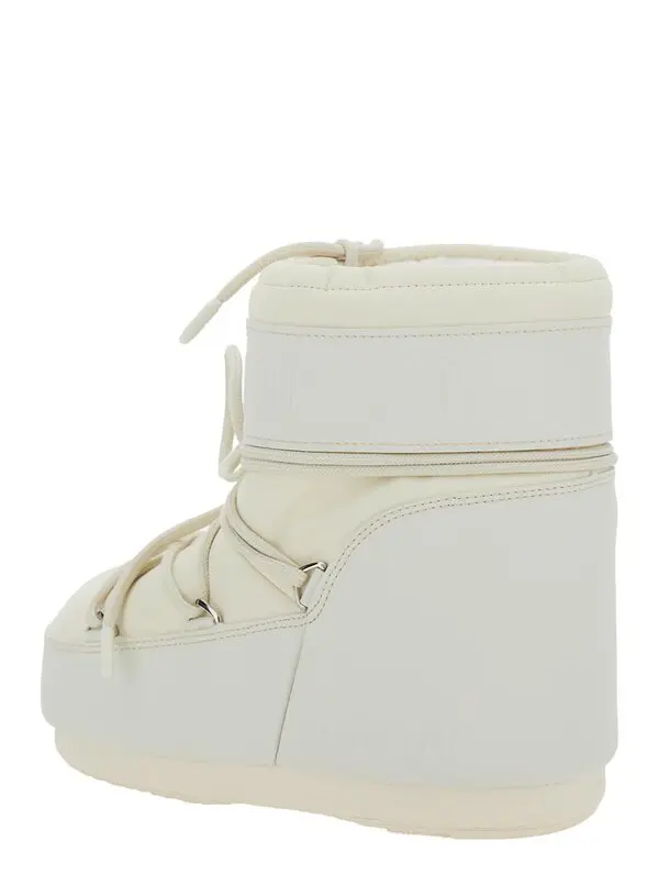 Moon Boot Snow Boots With Maxi Logo Print On The Side In White Tech Fabric For - Multicolor