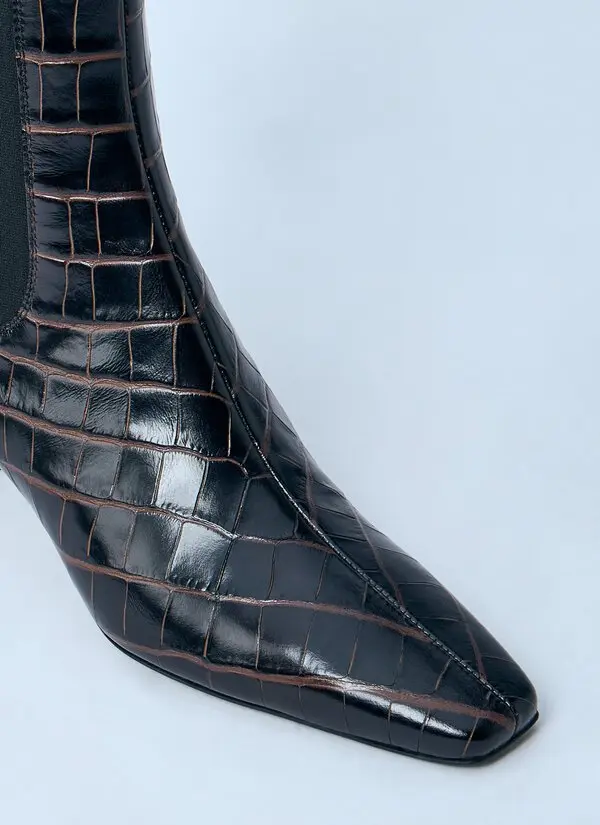 TOTEME Croc-embossed Leather Boots - Brown