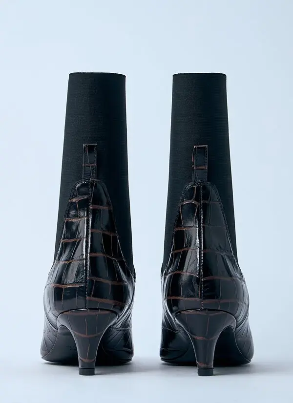TOTEME Croc-embossed Leather Boots - Brown