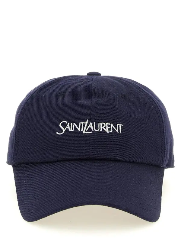 Saint Laurent Cotton Gabardine Baseball Cap - Blue