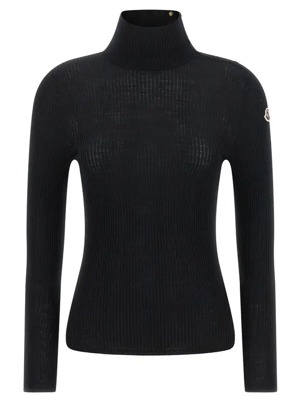 Moncler Logo Turtleneck Sweater - Black