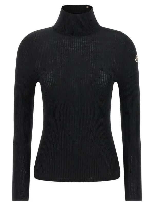 Moncler Logo Turtleneck Sweater - Black