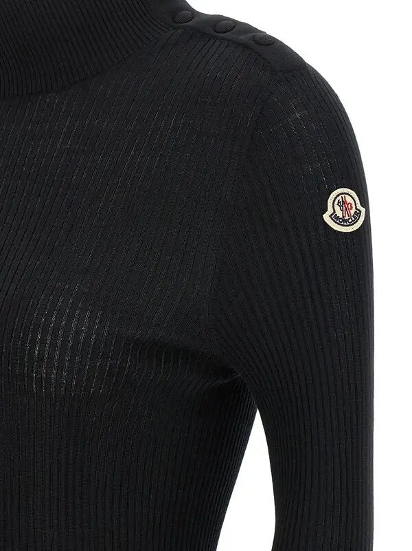 Moncler Logo Turtleneck Sweater - Black