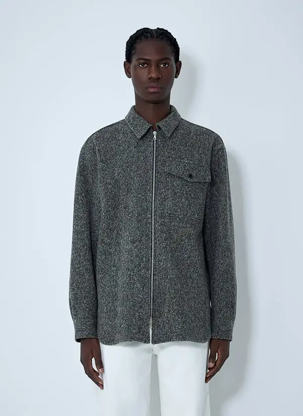 Dries Van Noten Herringbone Zip Jacket - Gray