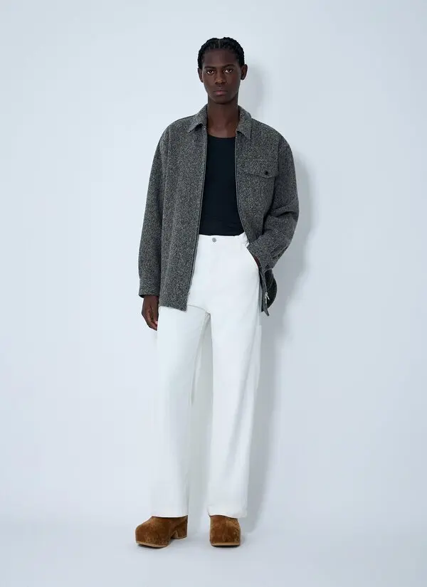 Dries Van Noten Herringbone Zip Jacket - Gray