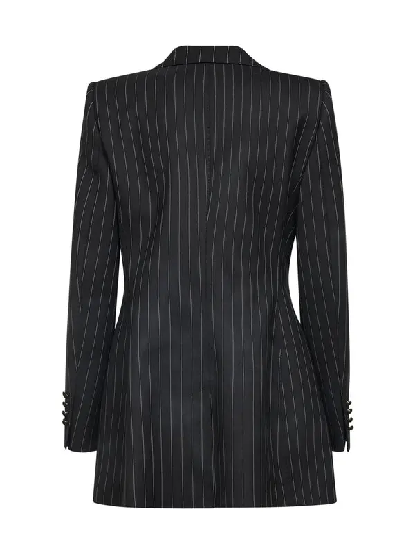Dolce & Gabbana Black Pinstriped Stretch Wool Single-breasted Jacket