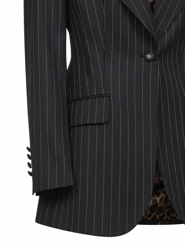 Dolce & Gabbana Pinstriped Stretch Wool Single-breasted Jacket - Multicolor