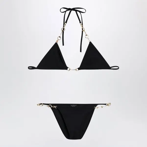 Gucci Stretch Jersey Bikini With Clamp Chain - Black