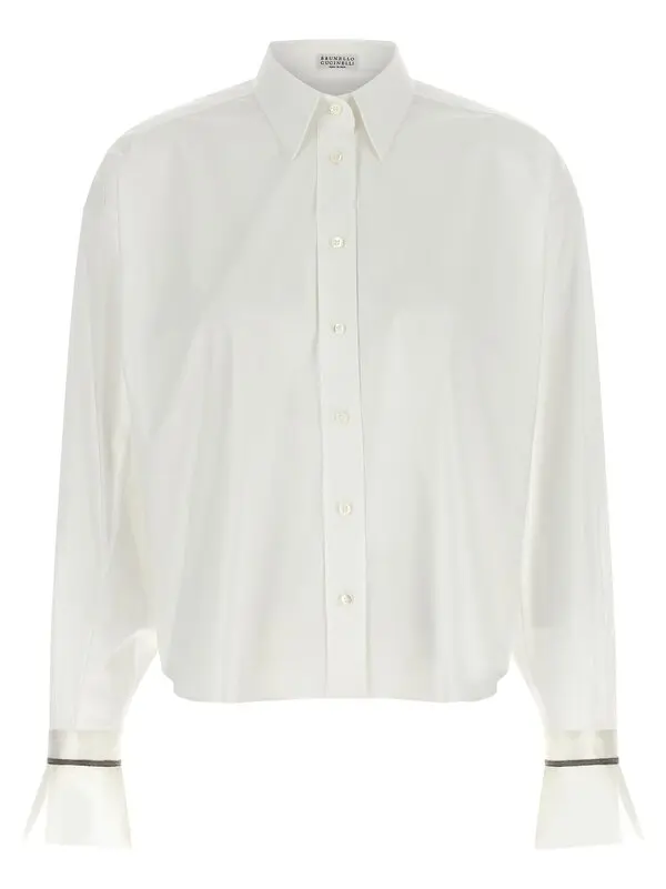 Brunello Cucinelli Shiny Cuffs' Shirt - White