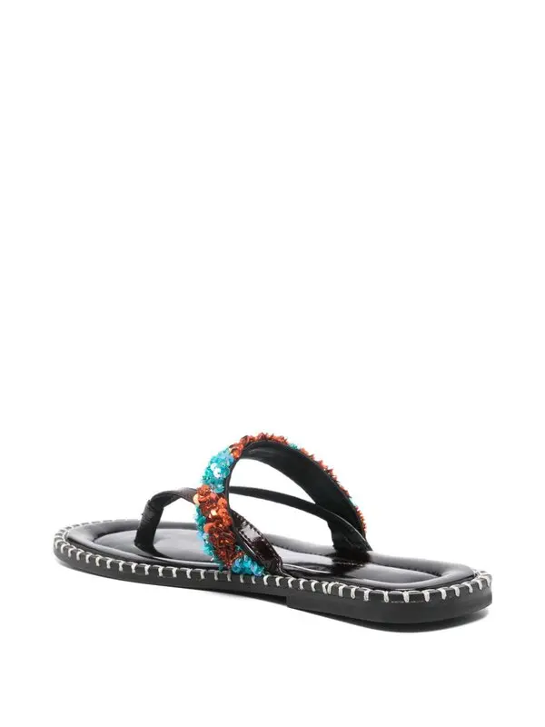 Dries Van Noten Embroidered Leather Thong Sandals - Multicolor