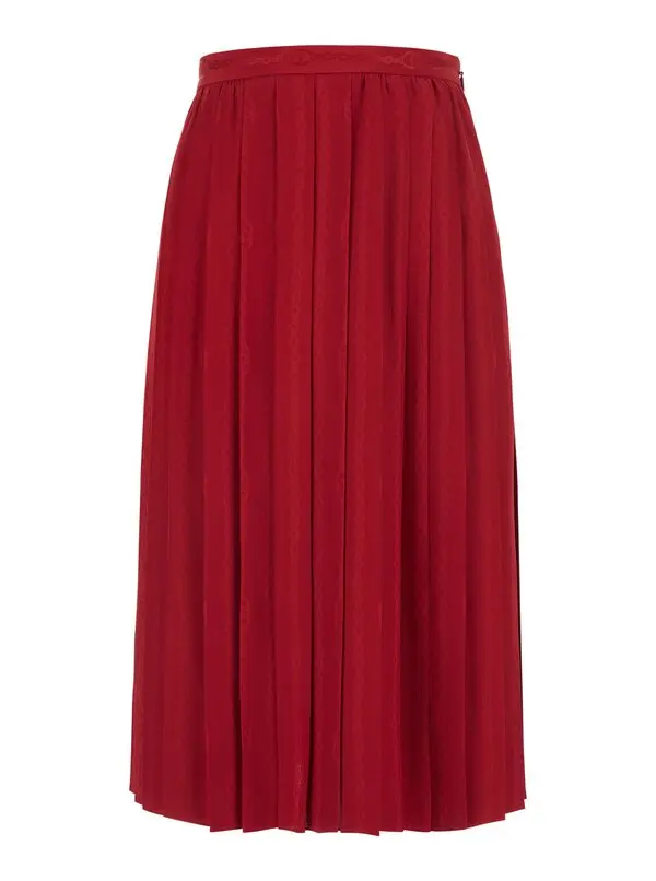 Gucci Pleated Chain Gg Motif Silk Skirt - Multicolor