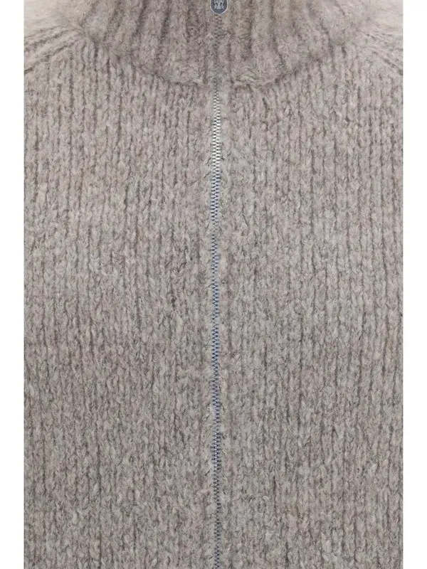 Brunello Cucinelli High-neck Cashmere And Silk Cardigan With Zip - Gray