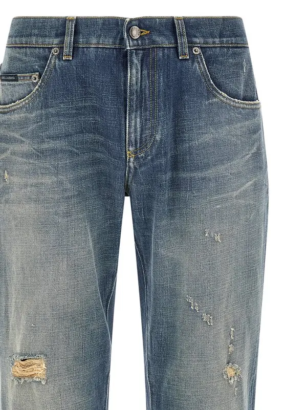 Dolce & Gabbana Destroyed Logo Jeans