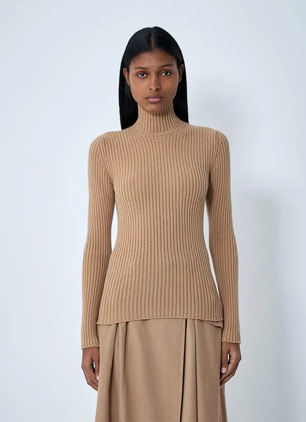 Max Mara Ribbed Knit Turtleneck Sweater - Multicolor
