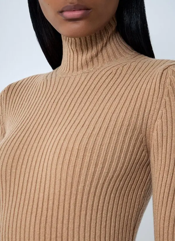 Max Mara Ribbed Knit Turtleneck Sweater - Multicolor