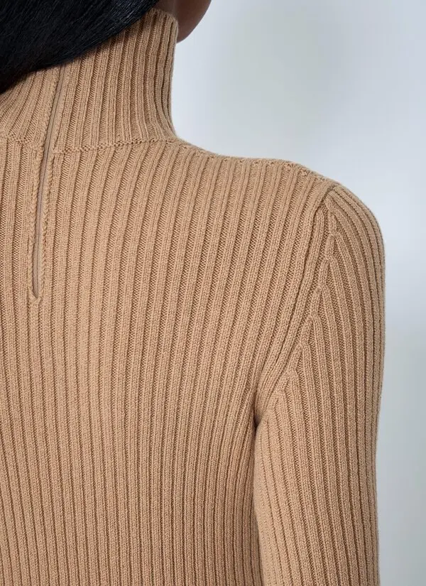 Max Mara Ribbed Knit Turtleneck Sweater - Multicolor
