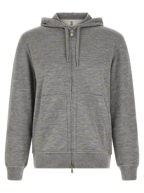 Brunello Cucinelli Cashmere And Silk Hoodie - Gray