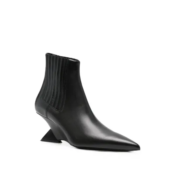 Attico Leather Wedge Heel Shoes - Black