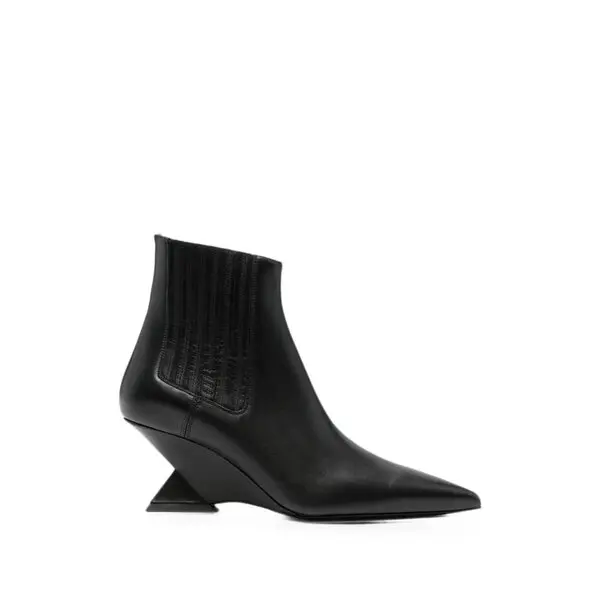 Attico Leather Wedge Heel Shoes - Black