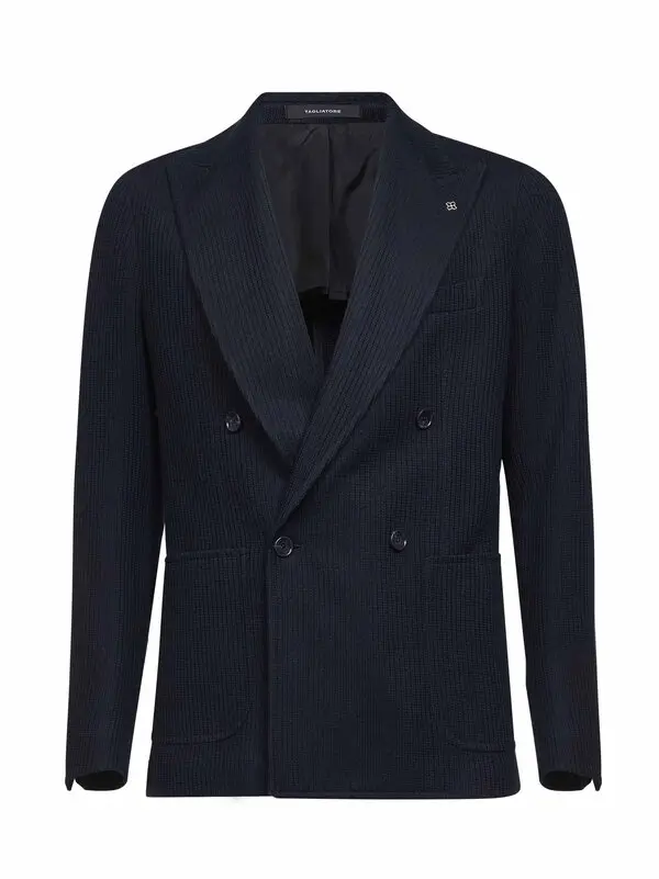 Tagliatore Blue Barré Jersey Double-breasted Balzer - Multicolor
