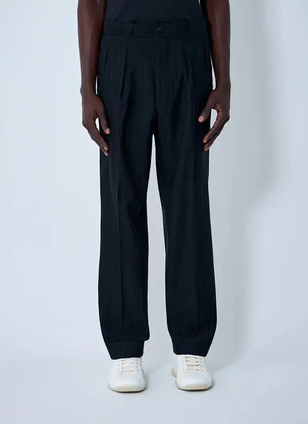 Prada Wool-blend Pinstripe Trousers - Black