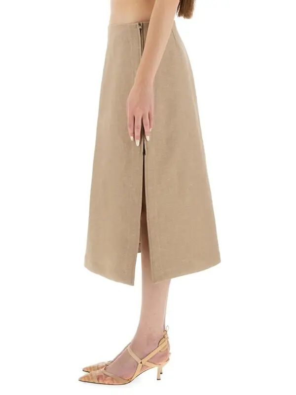 Fendi Waxed Linen Skirt - Cream