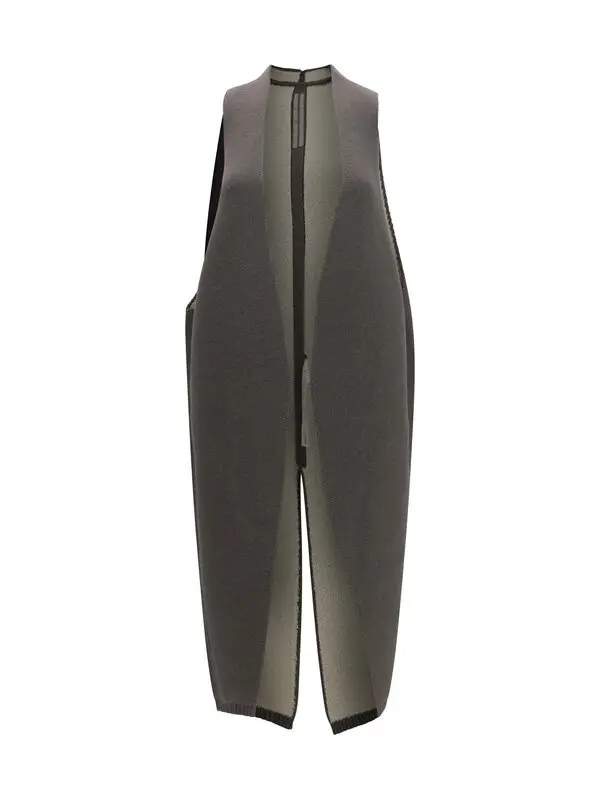 Rick Owens Long Wool And Shearling Vest - Gray