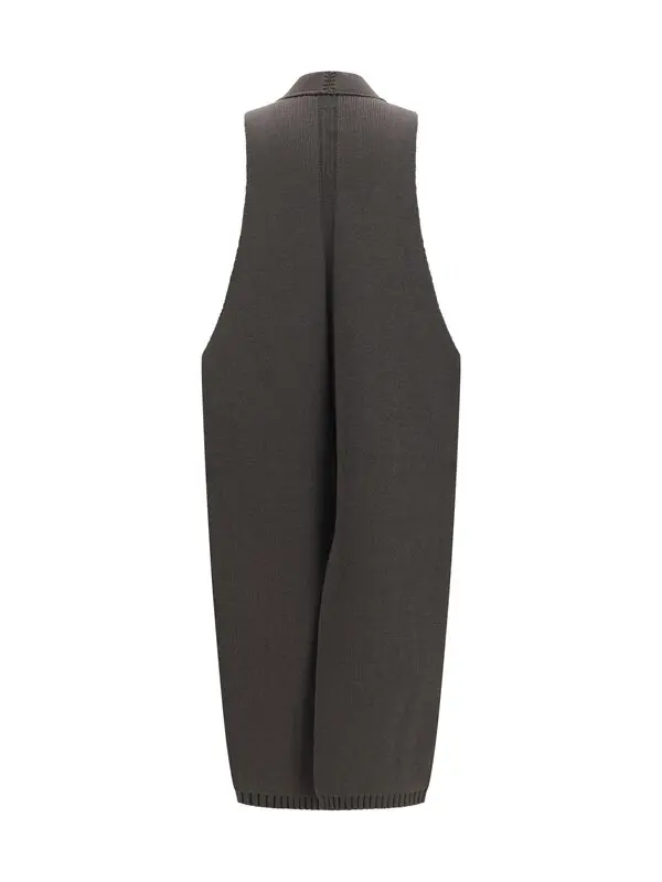 Rick Owens Long Wool And Shearling Vest - Gray
