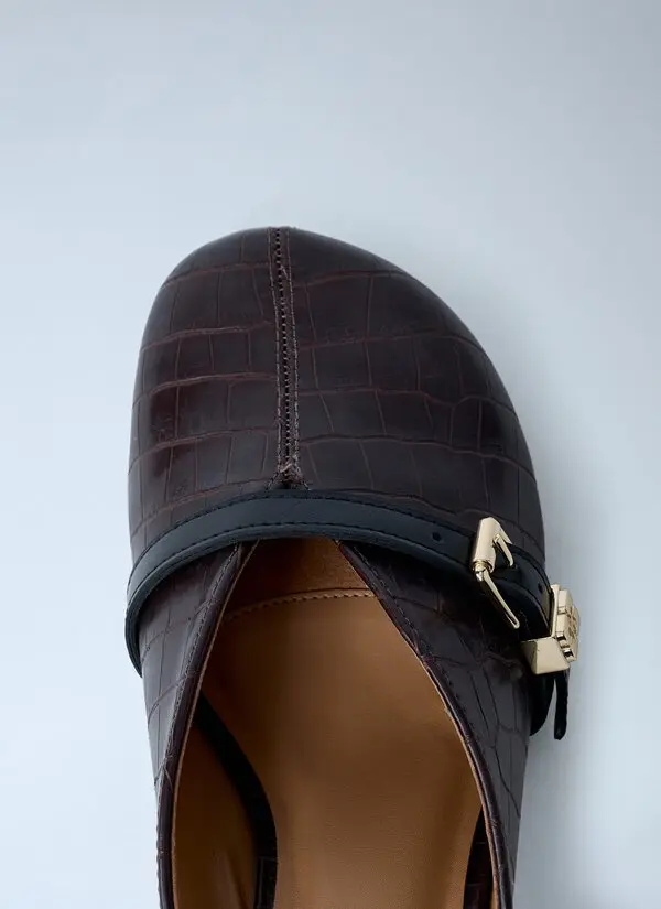 GANNI Sue Croc-embossed Heeled Mules