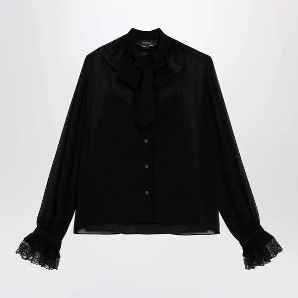 Gucci Lightweight Silk Georgette Shirt With Lace