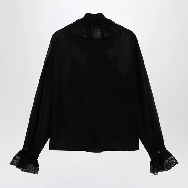 Gucci Lightweight Silk Georgette Shirt With Lace