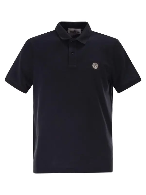 Stone Island Regular Fit Short-sleeved Polo Shirt With Compass Patch - Blue
