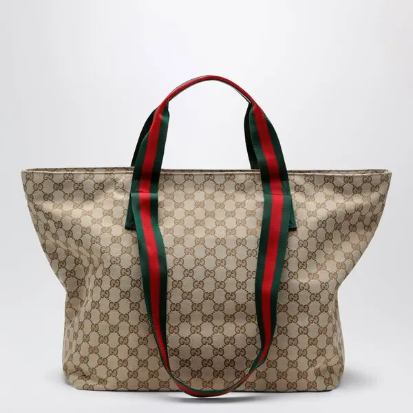 Gucci Medium Shopping Bag In Sand Beige Gg Fabric