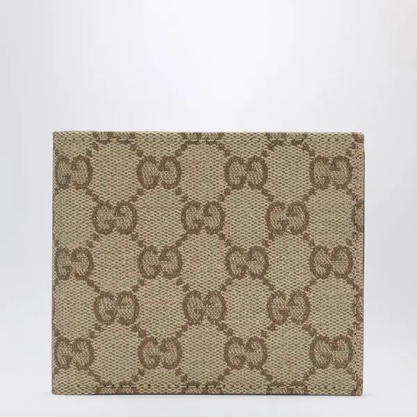 Gucci Essence Classic Bi-fold Wallet In Sand Beige Gg Canvas - Cream