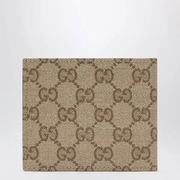Gucci Essence Classic Bi-fold Wallet In Sand Beige Gg Canvas - Cream