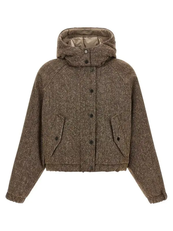 Brunello Cucinelli Donegal Tweed Down Jacket - Brown