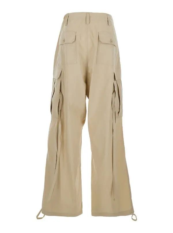 P.a.r.o.s.h Beige Drawstring Waist Cargo Pants For