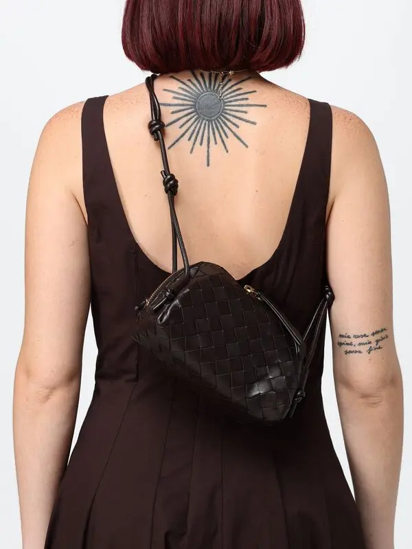 Bottega Veneta Concert Mini Crossbody Bag In Intrecciato Leather With Knots - Brown