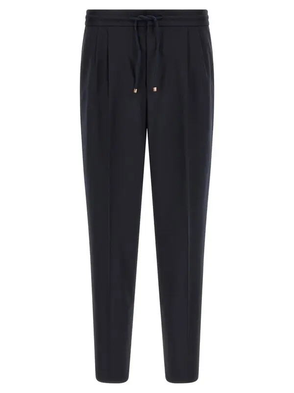 Brunello Cucinelli Wool Flannel Pants - Blue