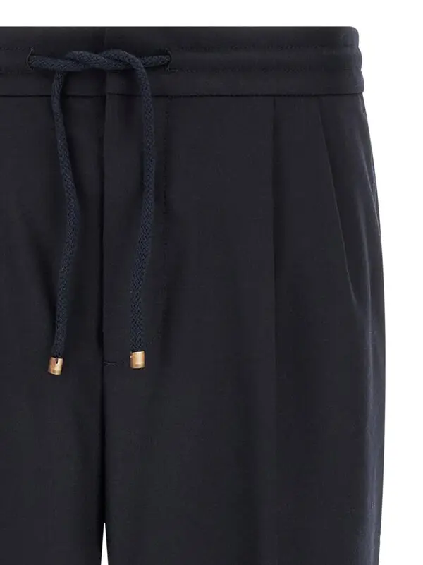 Brunello Cucinelli Wool Flannel Pants - Blue