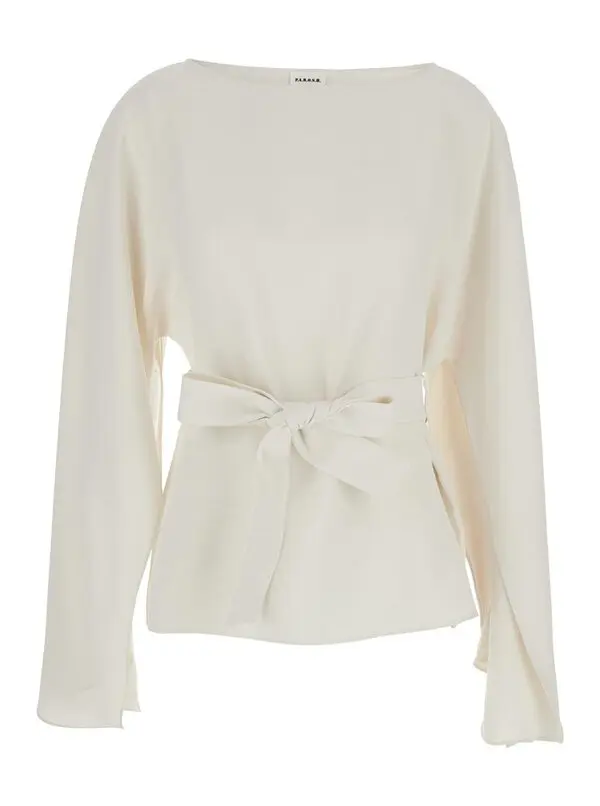 P.a.r.o.s.h Cady Crew Neck Blouse With Bow Detail - Multicolor