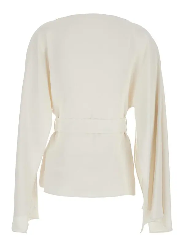 P.a.r.o.s.h Cady Crew Neck Blouse With Bow Detail - Multicolor