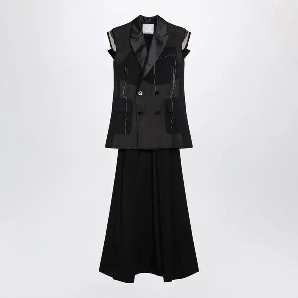 Sacai Wool Organza Vest - Black