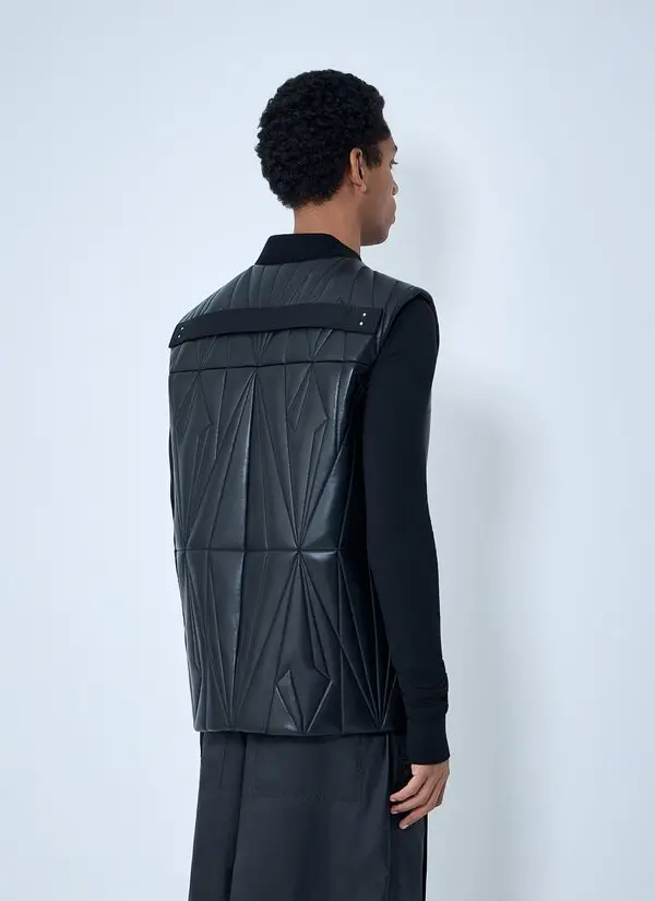 Moncler Rick Owens Geocamo Flight Leather Hooded Gilet - Black