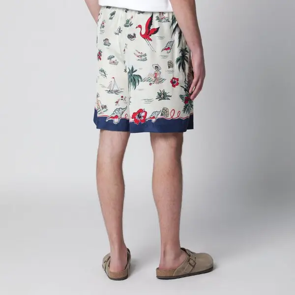 Dsquared2 Bermuda Shorts With Tropical Print In Silk