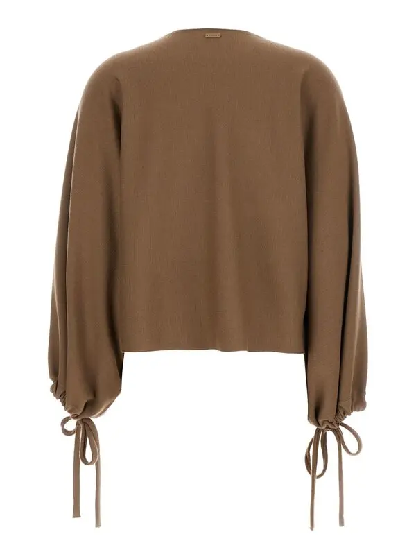 Max Mara Frais' Crewneck Sweater With Cuffs With Ties In Wool - Brown