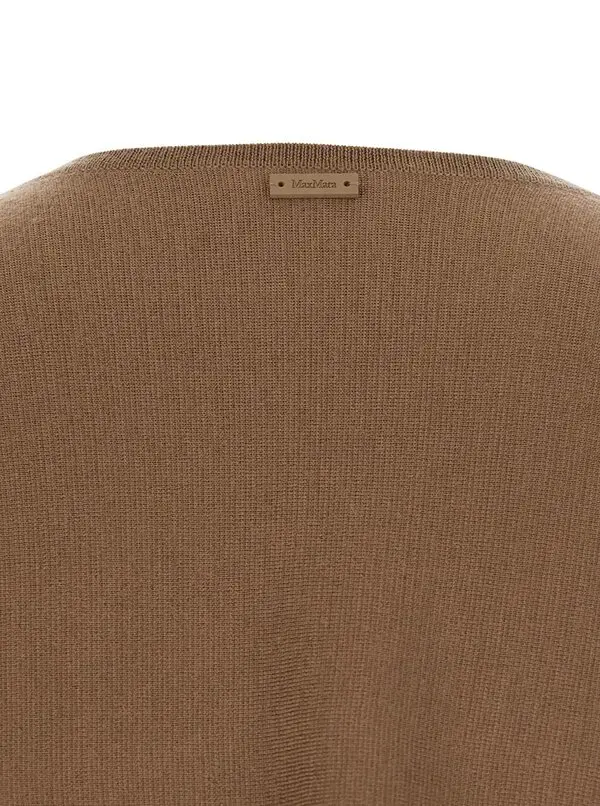 Max Mara Frais' Crewneck Sweater With Cuffs With Ties In Wool - Brown