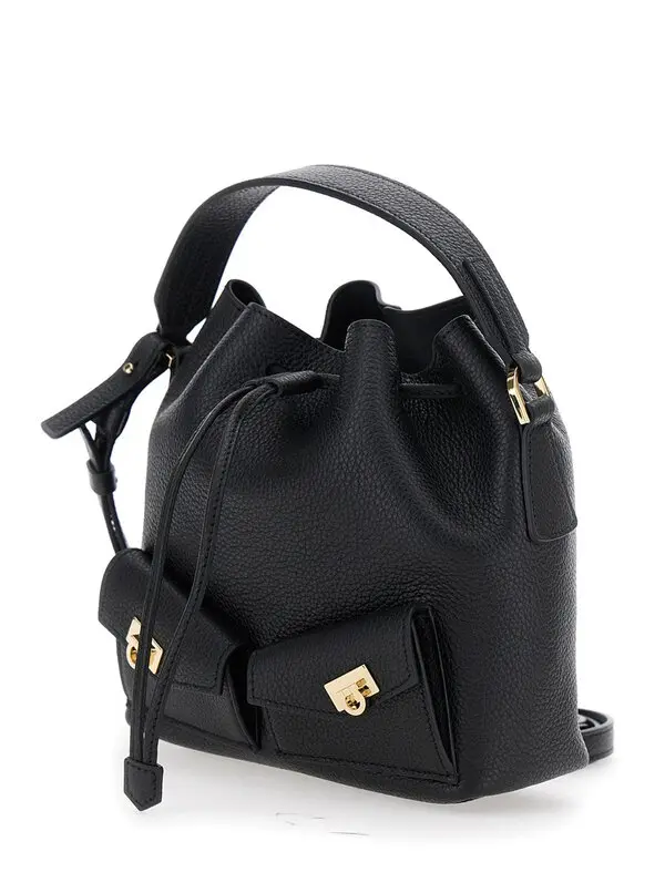 FERRAGAMO Crossbody Bag With Adjustable And Removable Strap And A Flat Top Handle In Grained Leather For - Black