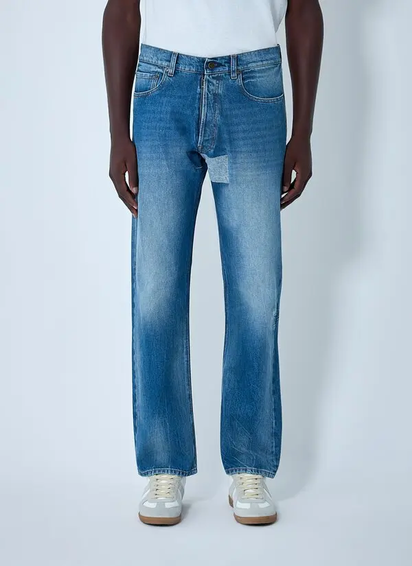 MAISON MARGIELA Contrast Panel Straight-leg Jeans - Blue
